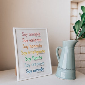 Spanish & English Affirmations Poster Printable Preschool Spanish Kid ...