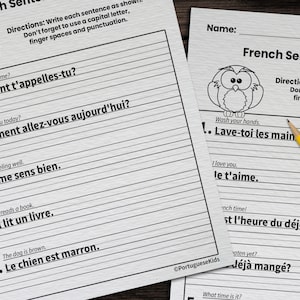 10 French Sentence Practice Worksheets for Kids | Printable French ...
