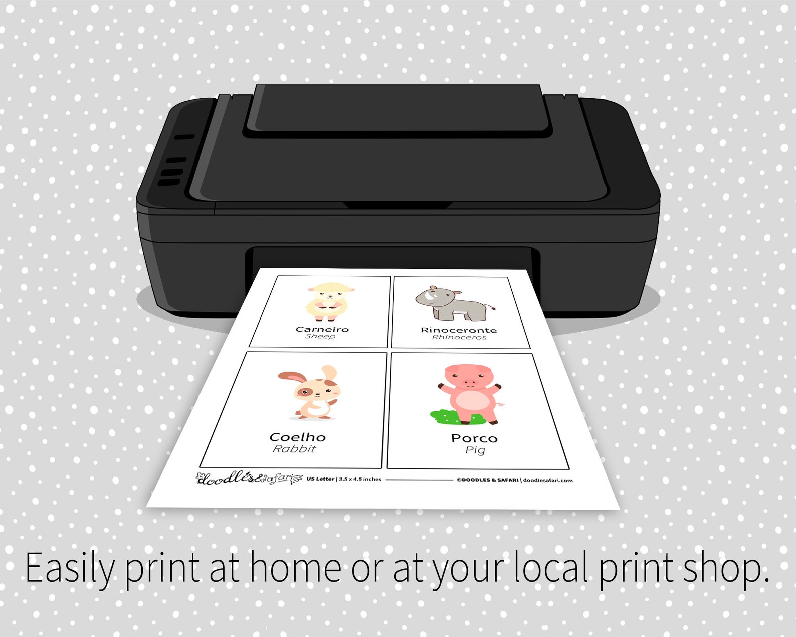 24 Portuguese & English Animals Flashcards Printable | Brazil Child ...