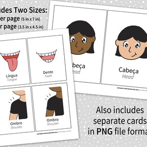 34 Portuguese & English Body Parts Brazil Flashcard Printable Preschool ...