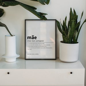 Mãe Definition Print Gifts for Mom Gifts for Her Brazil Portugal ...