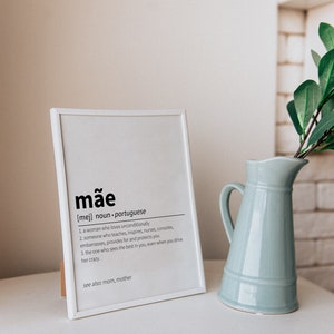 Mãe Definition Print Gifts for Mom Gifts for Her Brazil Portugal ...
