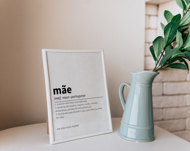 Mãe Definition Print | Gifts for Mom | Gifts for Her | Brazil Portugal ...