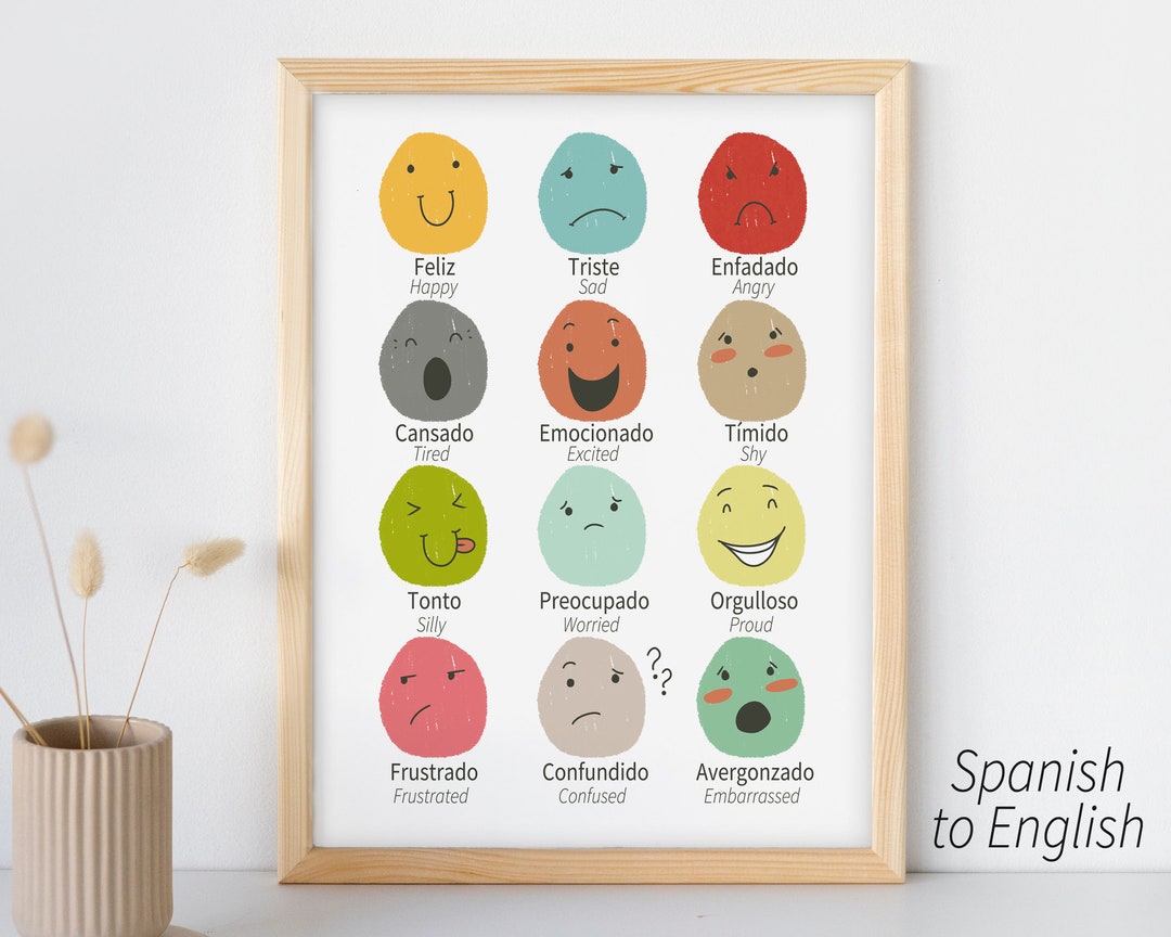 Spanish & English Emotions Poster Printable | Preschool Bilingual Kid ...