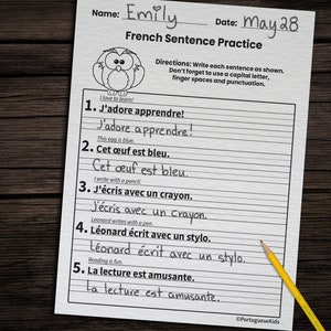 10 French Sentence Practice Worksheets for Kids | Printable French ...