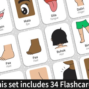 34 Filipino & English Human Body Bilingual Flashcards for Kids Learn ...