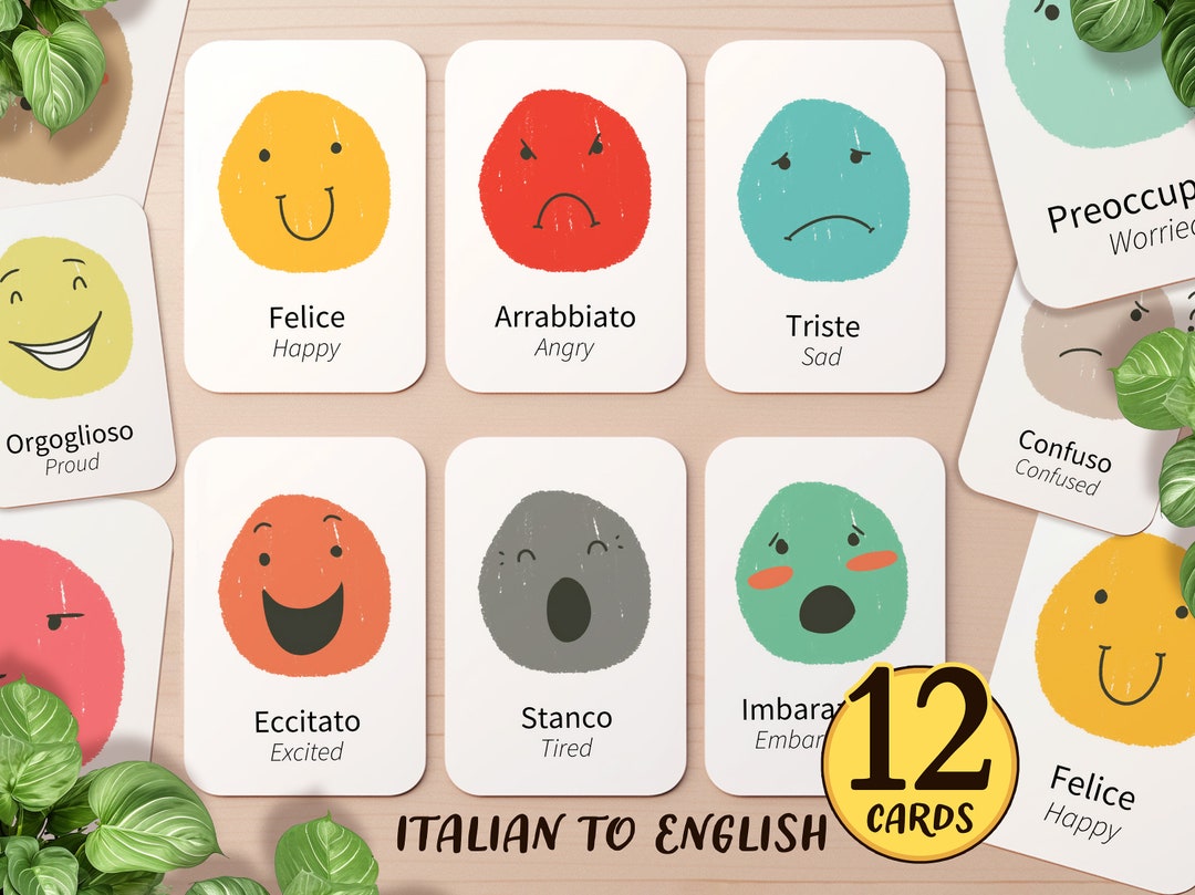 12 tarjetas didácticas bilingües para imprimir sobre las emociones en ...