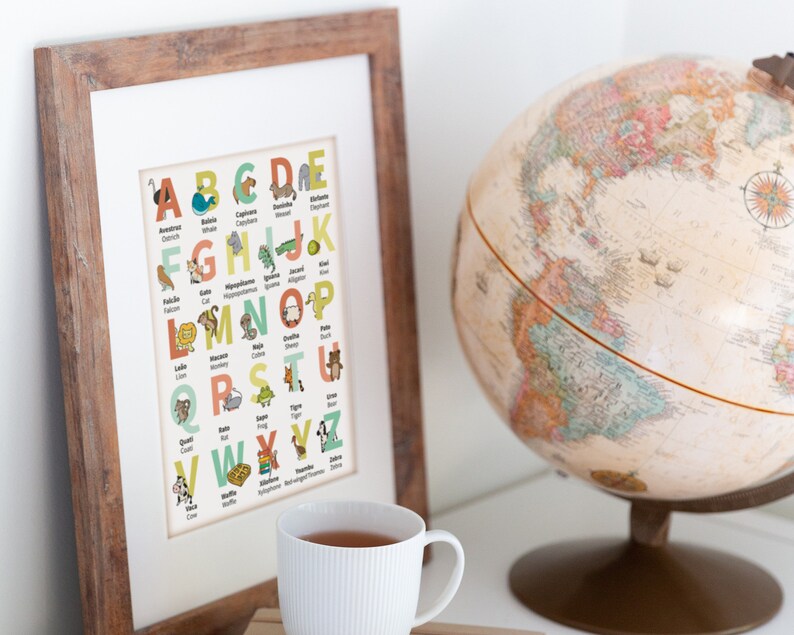 Portuguese & English ABC Poster Printable Preschool | Etsy