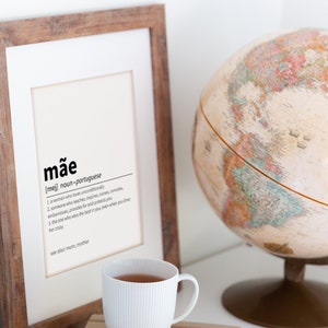 Mãe Definition Print | Gifts for Mom | Gifts for Her | Brazil Portugal ...
