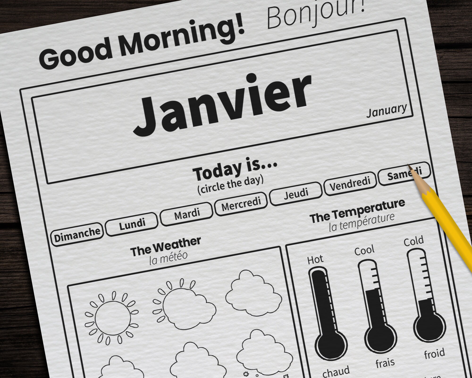 12 French Calendar Worksheets for Kids Printable French - Etsy