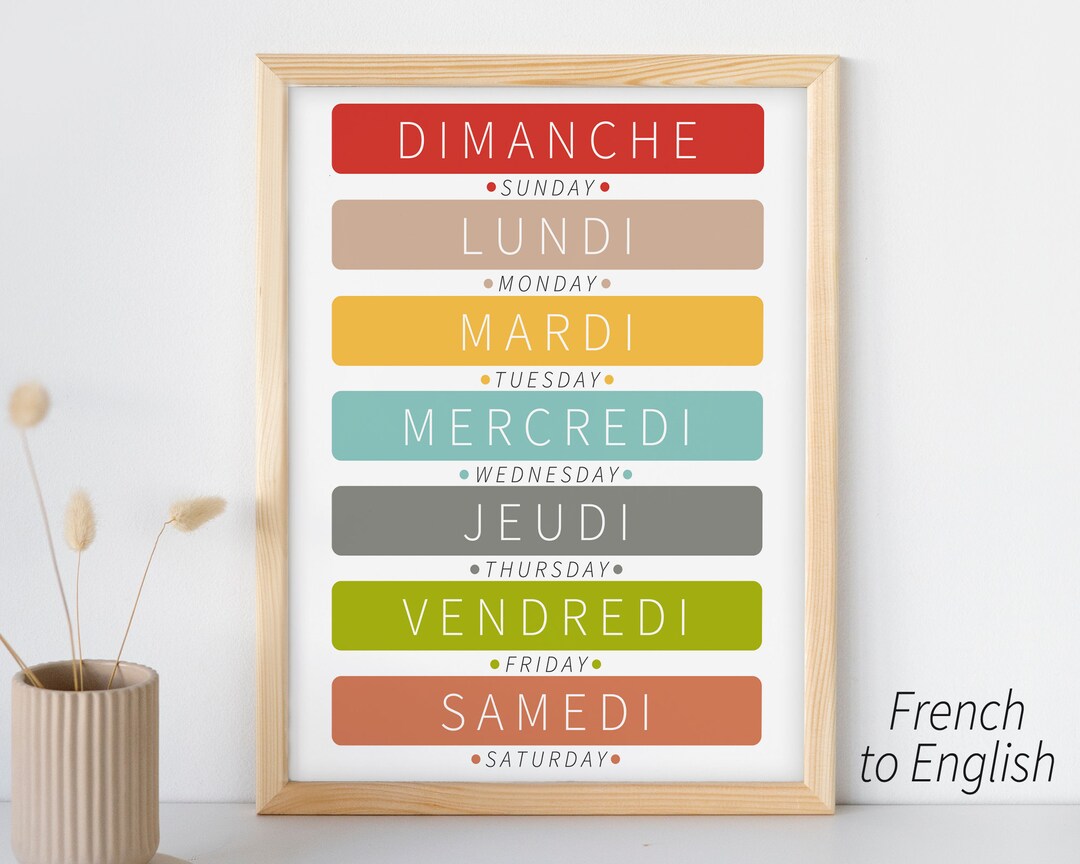 French & English Day of the Week Poster Printable | Preschool Bilingual ...
