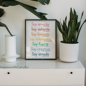 Spanish & English Affirmations Poster Printable Preschool Spanish Kid ...
