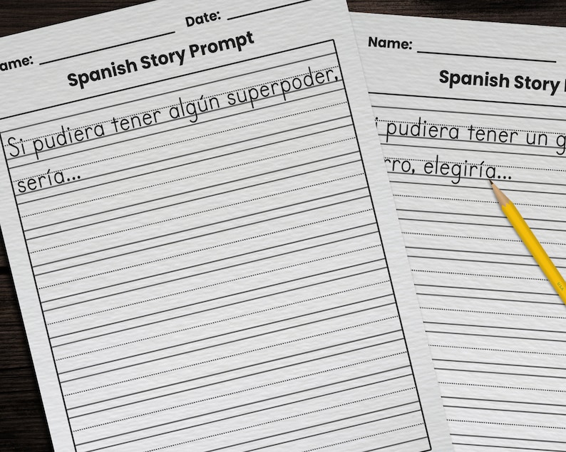 10 Spanish Writing Prompt Worksheets for Kids Printable - Etsy