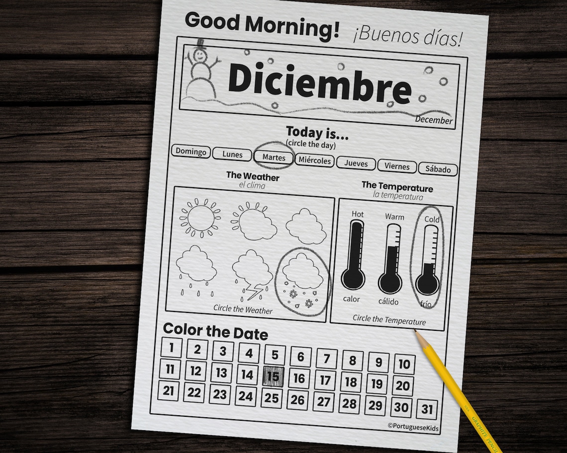12 Spanish Calendar Worksheets for Kids Printable Spanish - Etsy