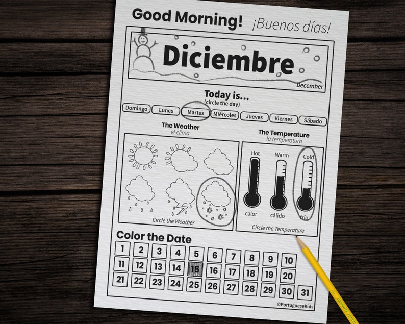 12 Spanish Calendar Worksheets for Kids | Printable Spanish Circle Time ...