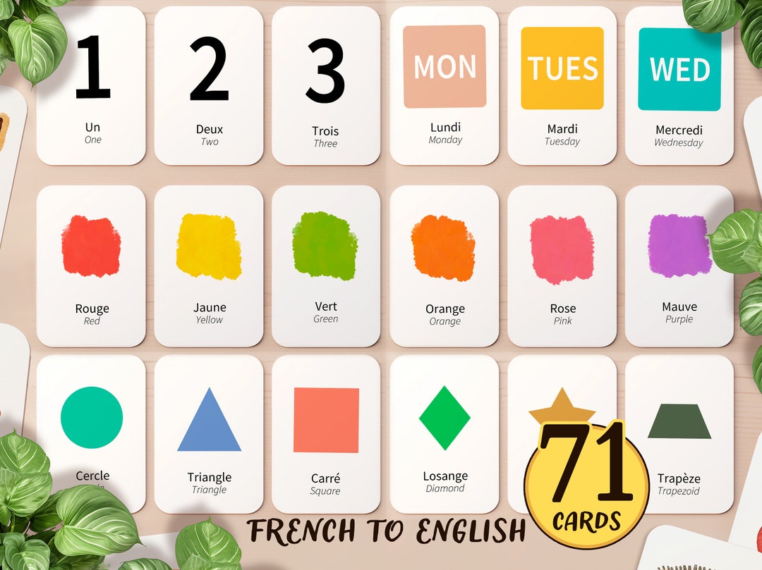 71 French & English BUNDLE Flashcards Printable | French Preschool ...
