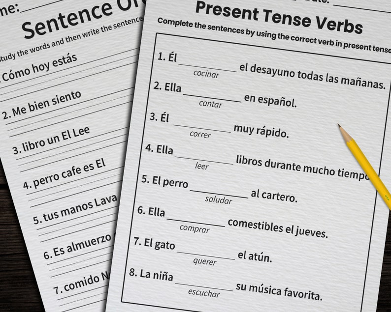 Spanish Intermediate Worksheet Bundle 100 Spanish Vocabulary - Etsy