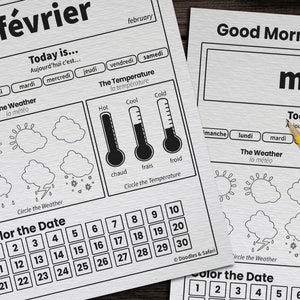 12 French Calendar Worksheets for Kids Printable French Circle Time ...