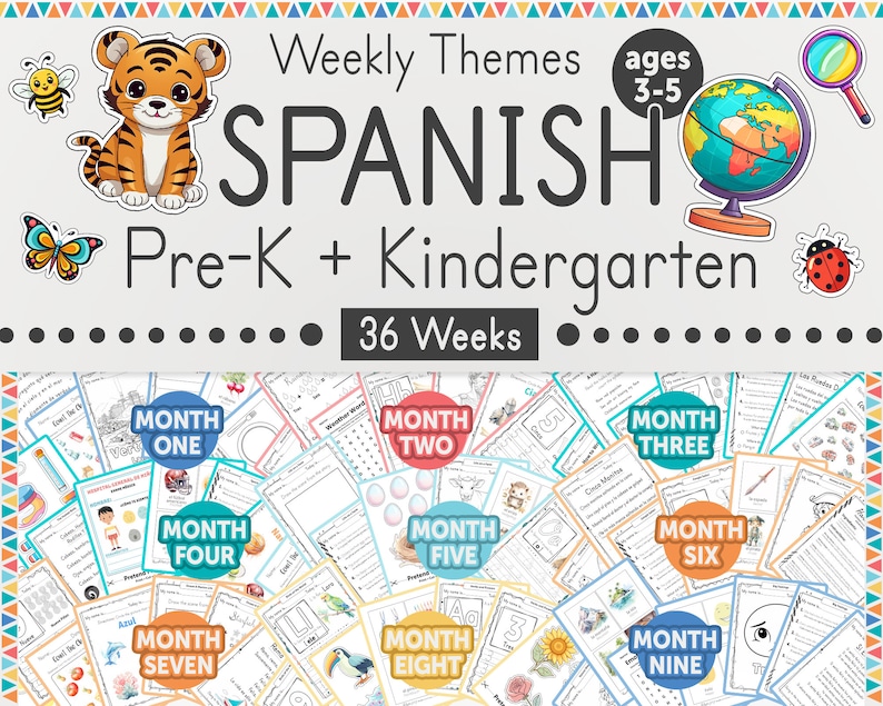 36 Week Spanish Prek K Curriculum Spanish Preschool & Kindergarten ...