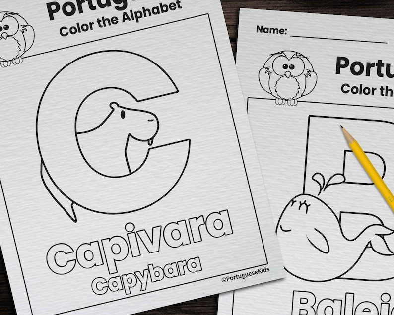 26 Hojas de trabajo para colorear del alfabeto portugués para niños ...