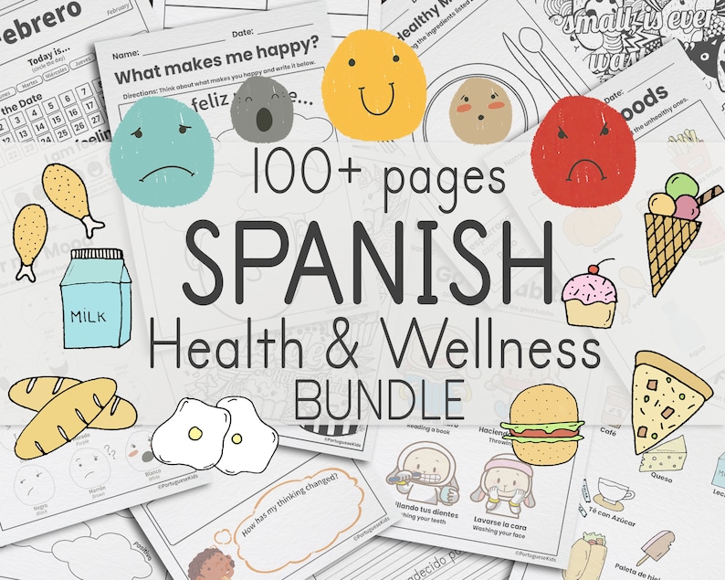 Spanish Worksheet Wellness Bundle | 100+ Spanish Worksheets for Kids ...