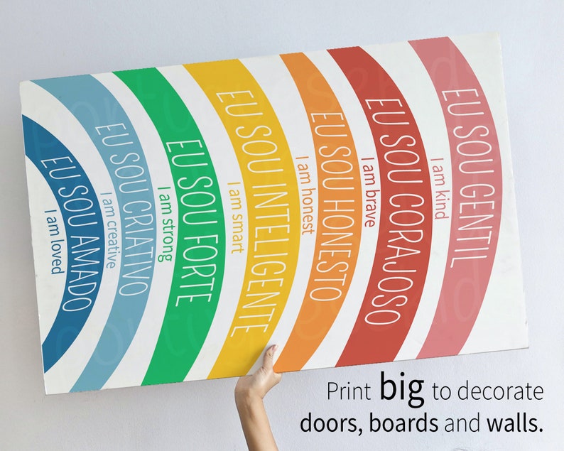 Portuguese & English Affirmations Poster Printable Preschool - Etsy