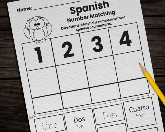 1-20 Spanish Number Matching Worksheets for Kids 5 Printable - Etsy
