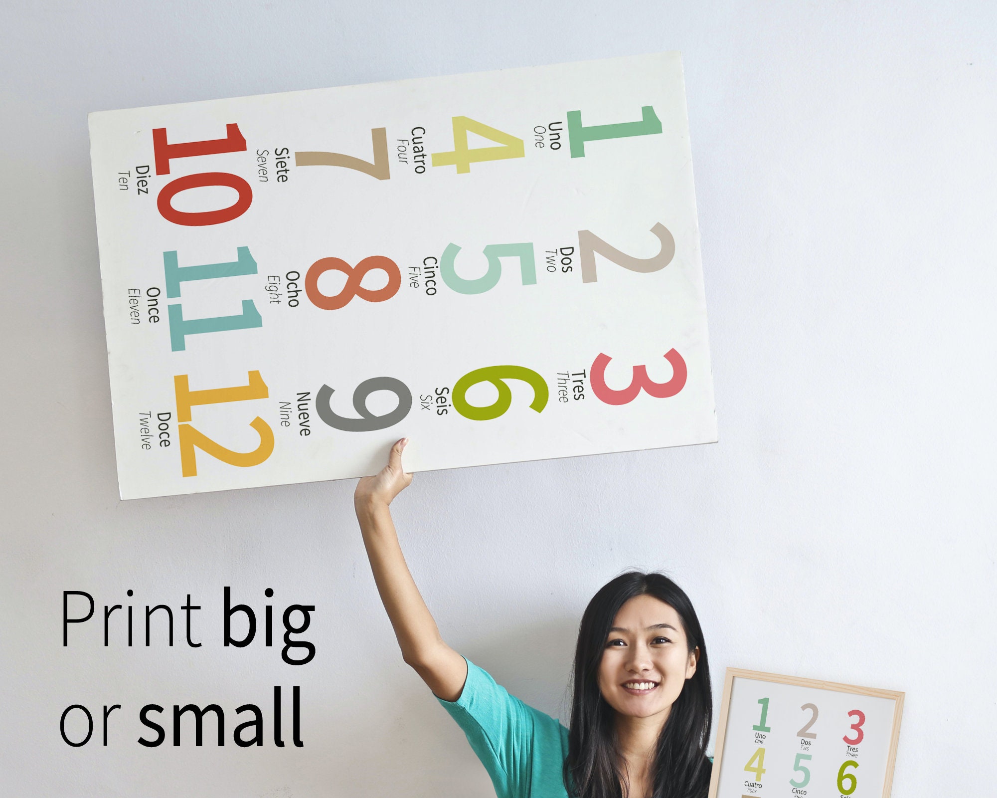 Spanish & English Numbers Poster Printable Preschool Homeschool ...