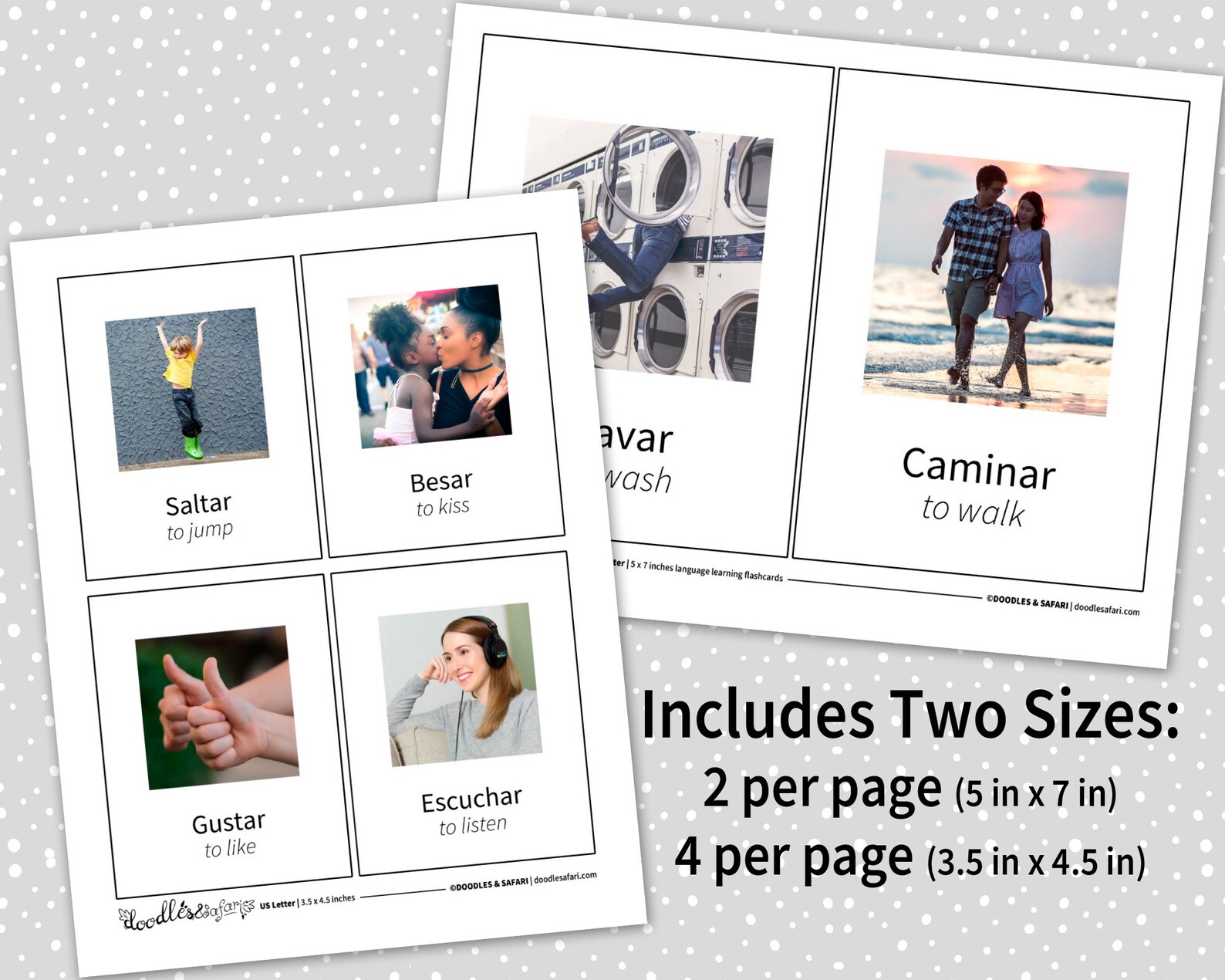 36 Spanish & English Verb Flashcards | Printable Spanish Language ...