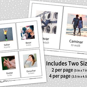 36 Spanish & English Verb Flashcards | Printable Spanish Language ...