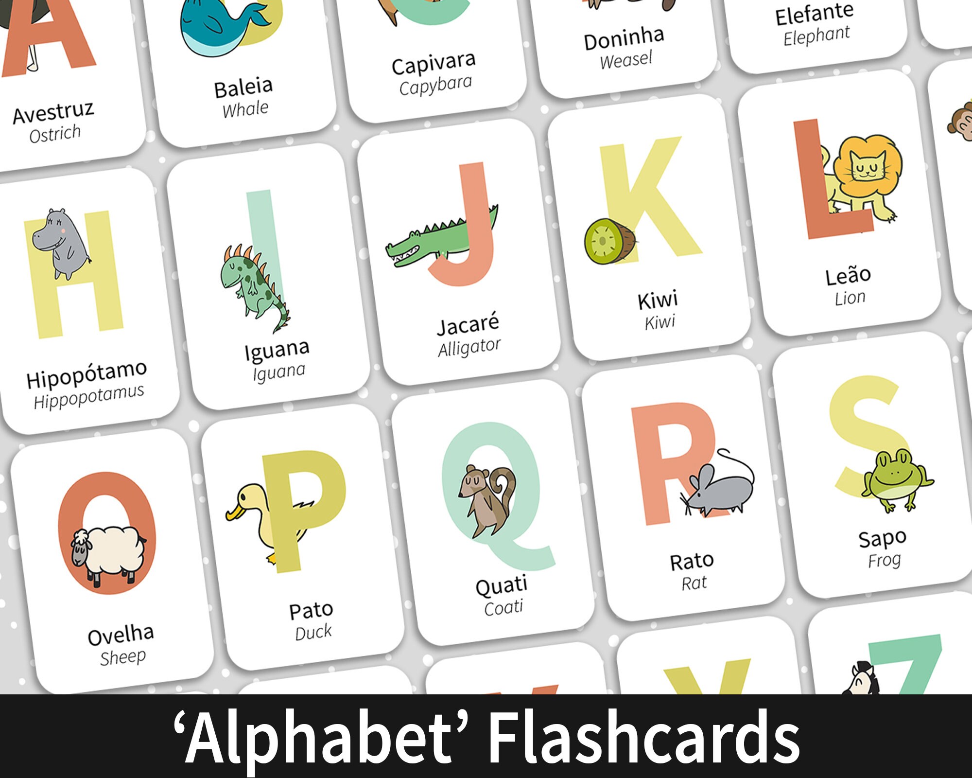 Learning Portuguese Bundle 350 Portuguese Flashcards for Kids Printable ...