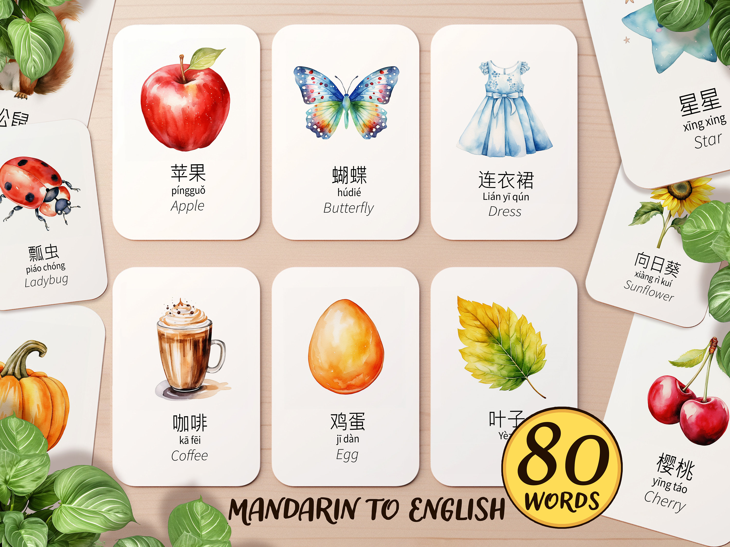 80 First Words Mandarin Chinese & English: Bilingual Flashcards for ...