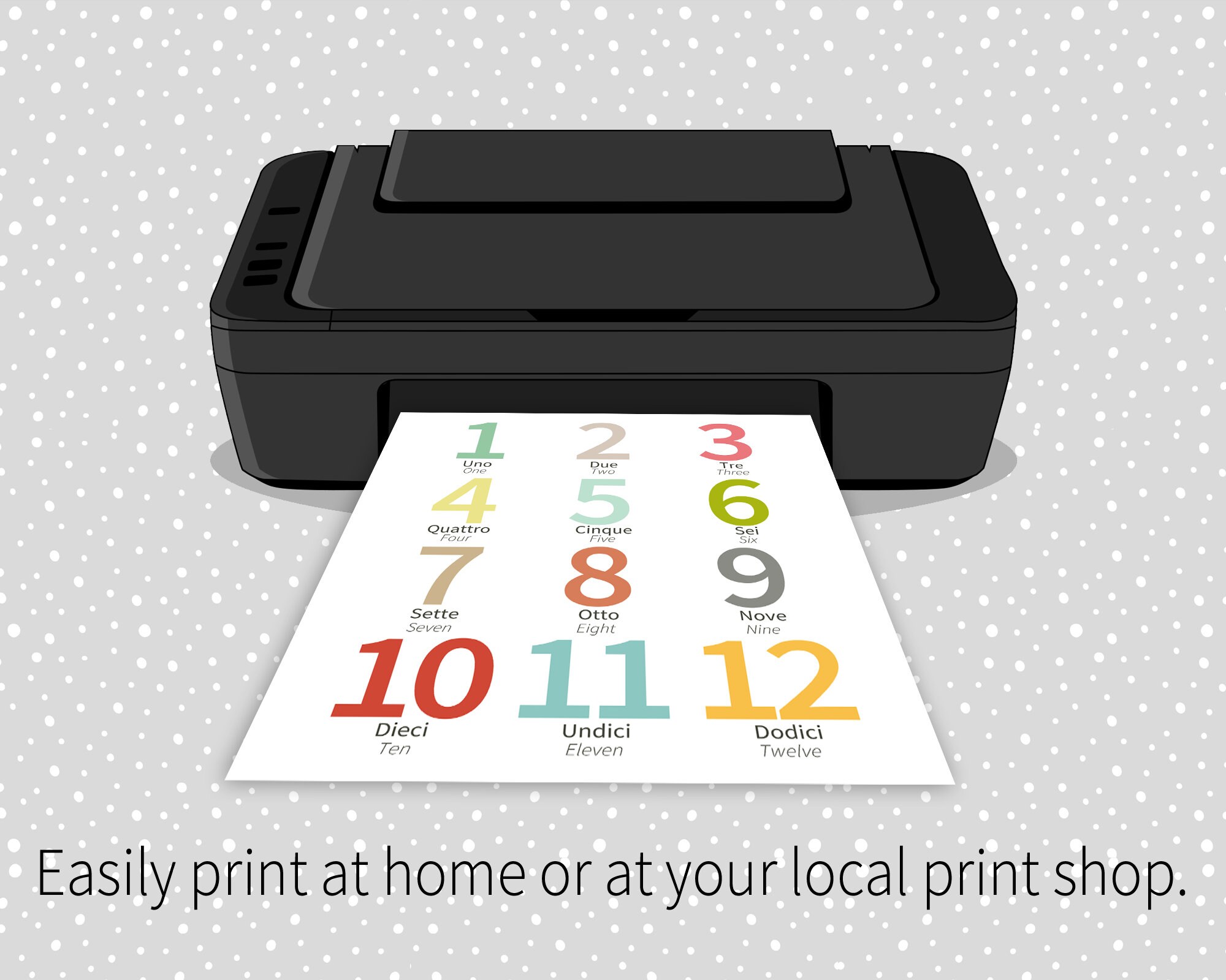 Italian & English Numbers Poster Printable | Preschool Bilingual Child ...