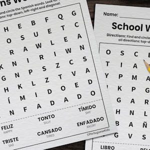 Spanish Word Search Bundle, 50 Pages | Spanish Word Find Worksheets for ...
