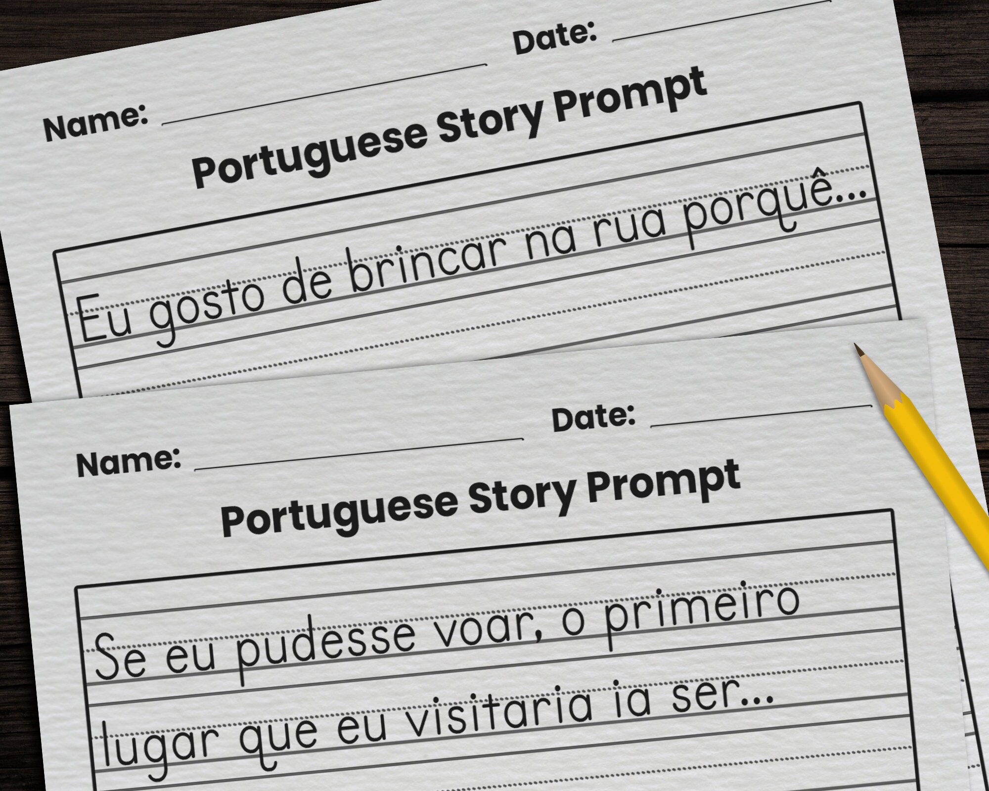 10 Portuguese Writing Prompt Worksheets for Kids Printable Portuguese ...