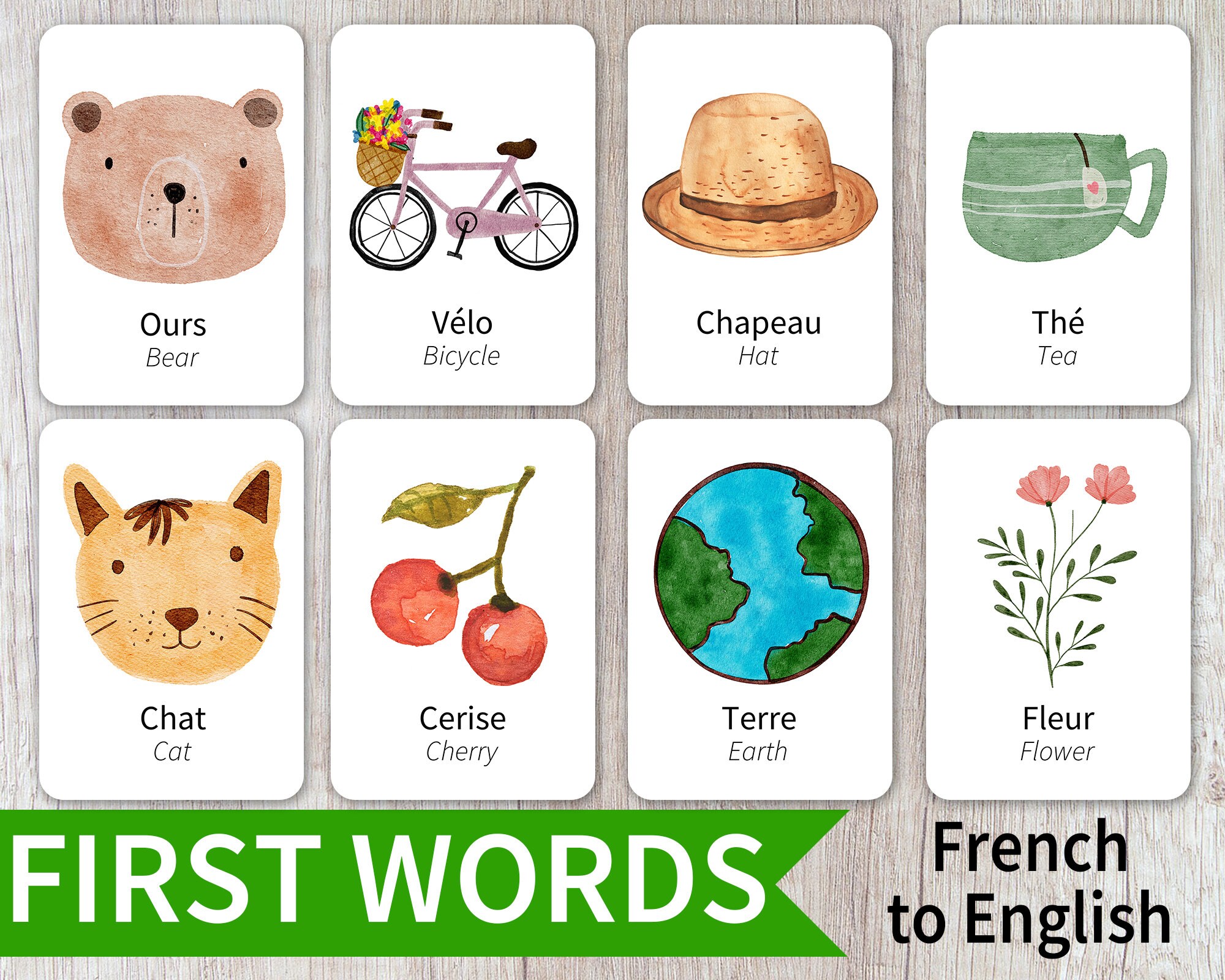 43 French & English First Words Flashcard Printable - Etsy