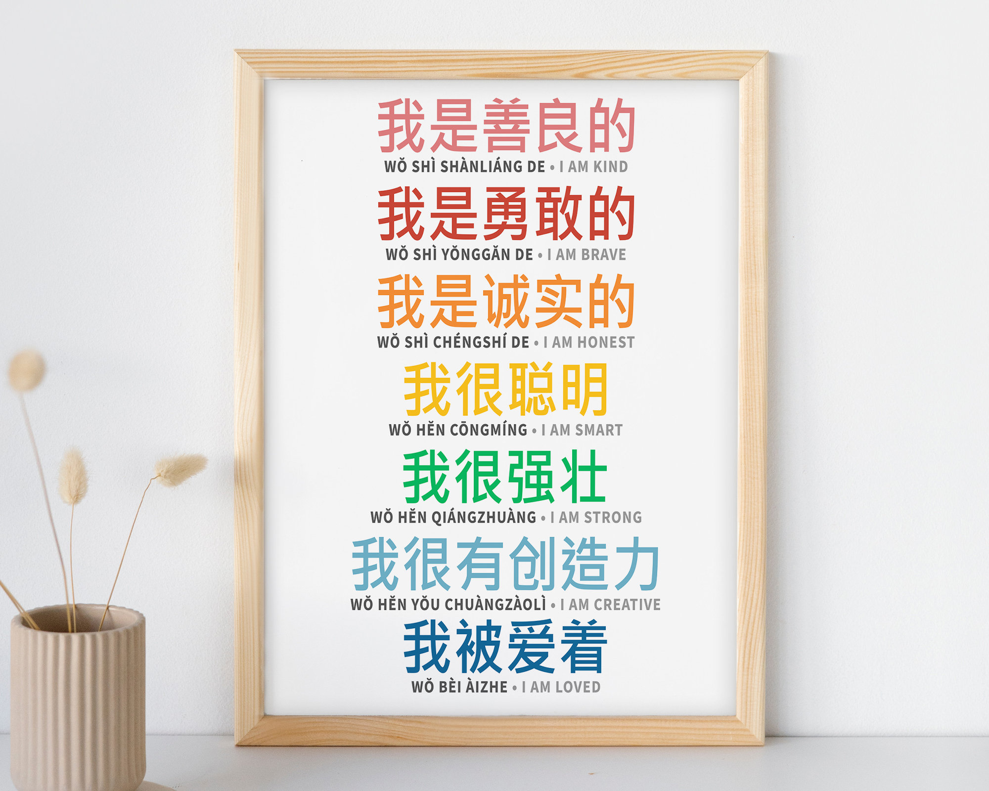 Mandarin & English Affirmations Poster Printable Preschool Mandarin ...