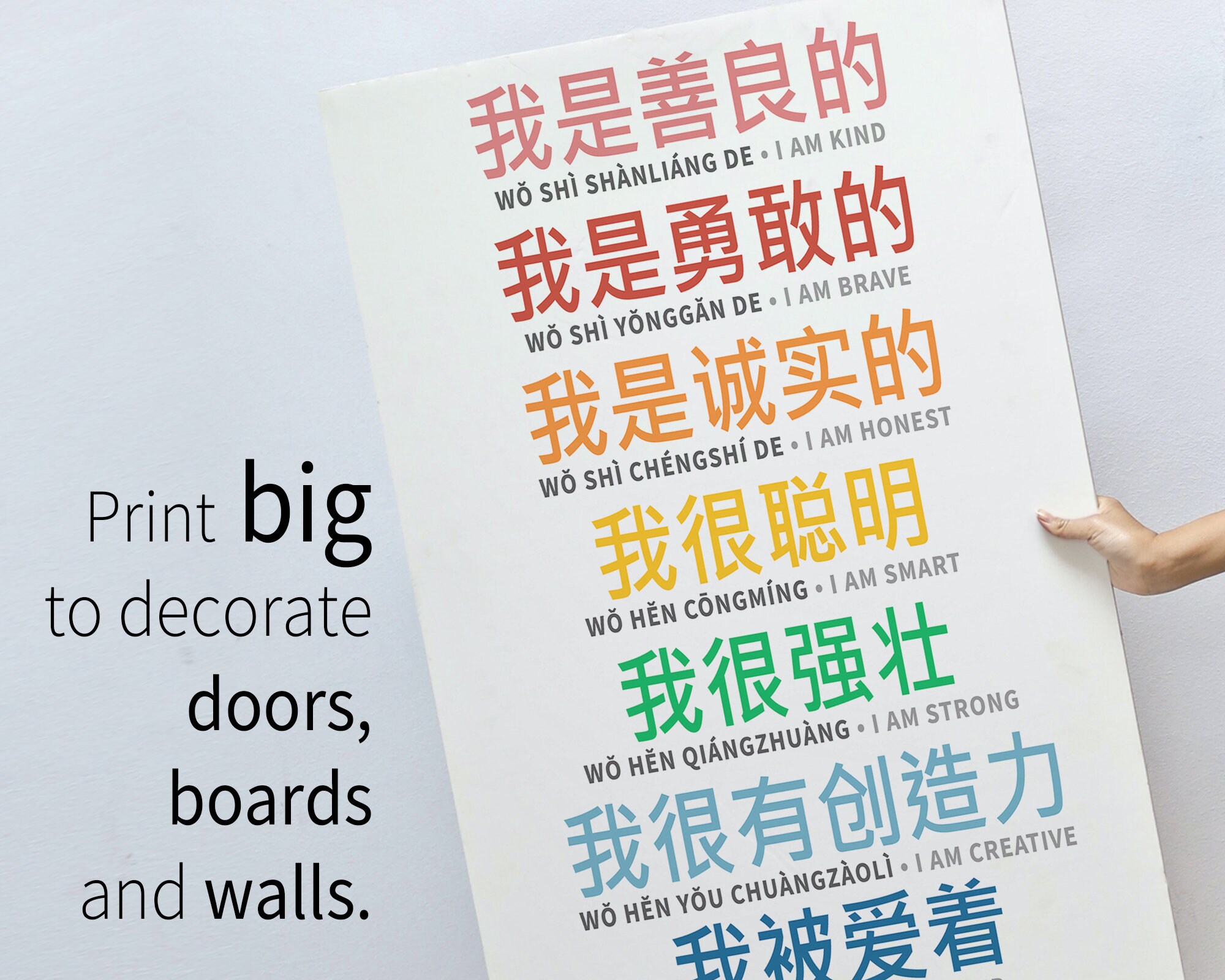 Mandarin & English Affirmations Poster Printable | Preschool Mandarin ...