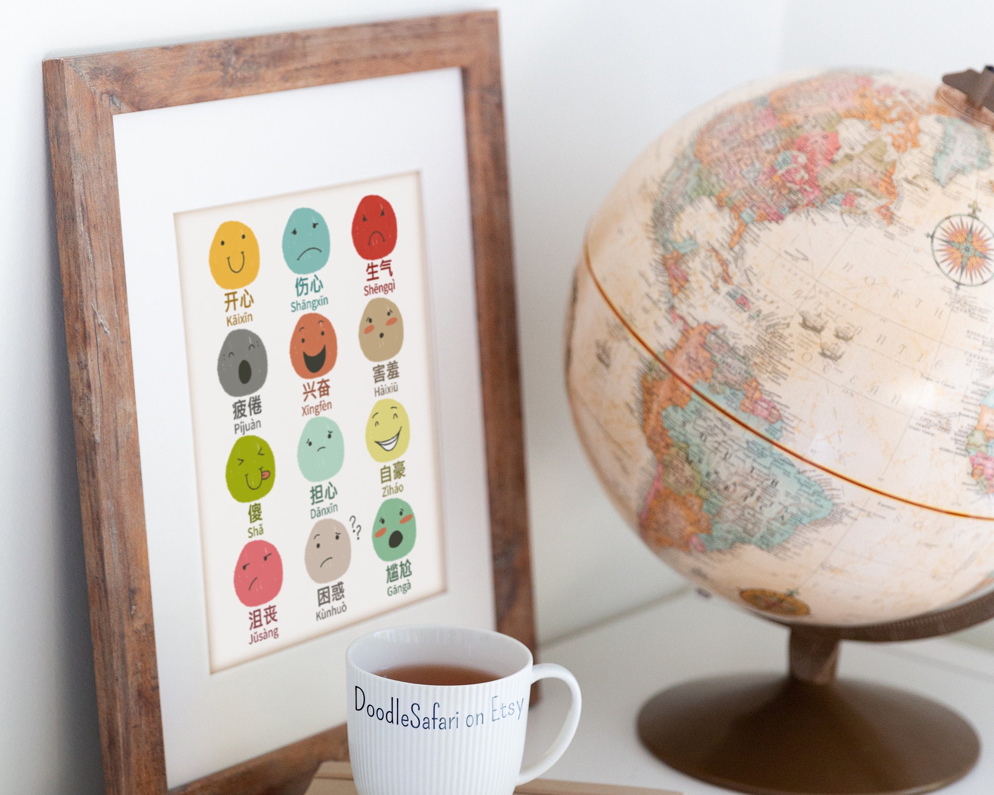 Mandarin Chinese Emotions Poster Printable | Preschool Mandarin Chinese ...