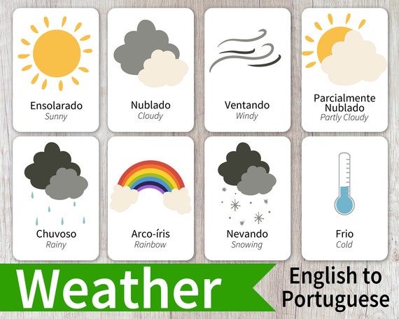 12 Portuguese & English Weather Flashcard Printable Brazil - Etsy