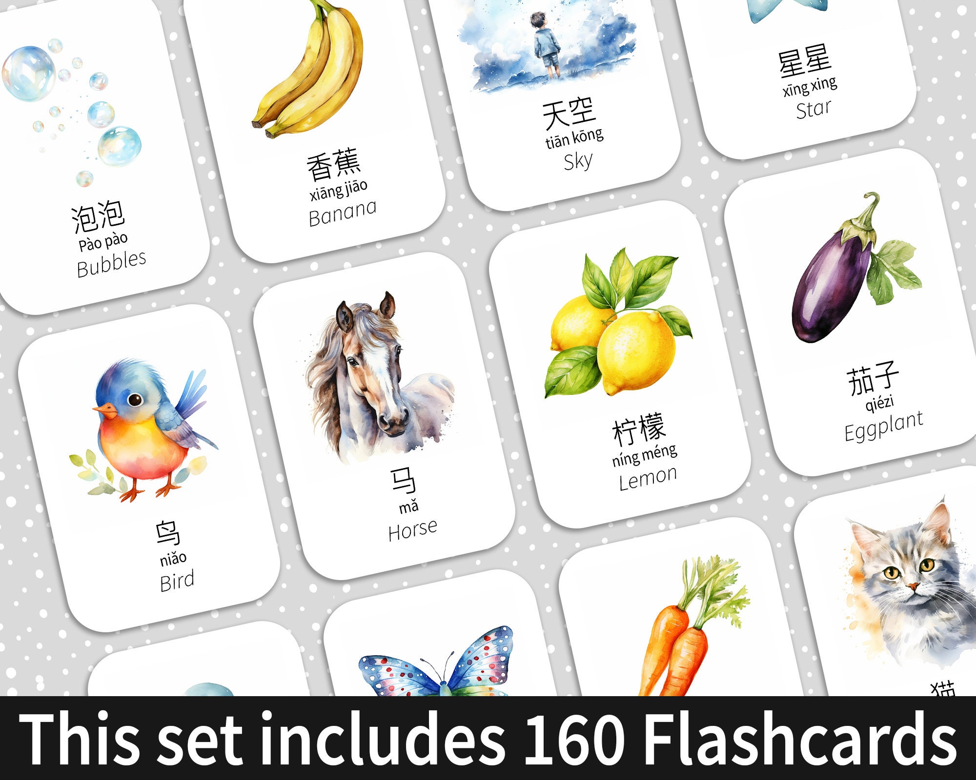 80 First Words Mandarin Chinese & English: Bilingual Flashcards for ...