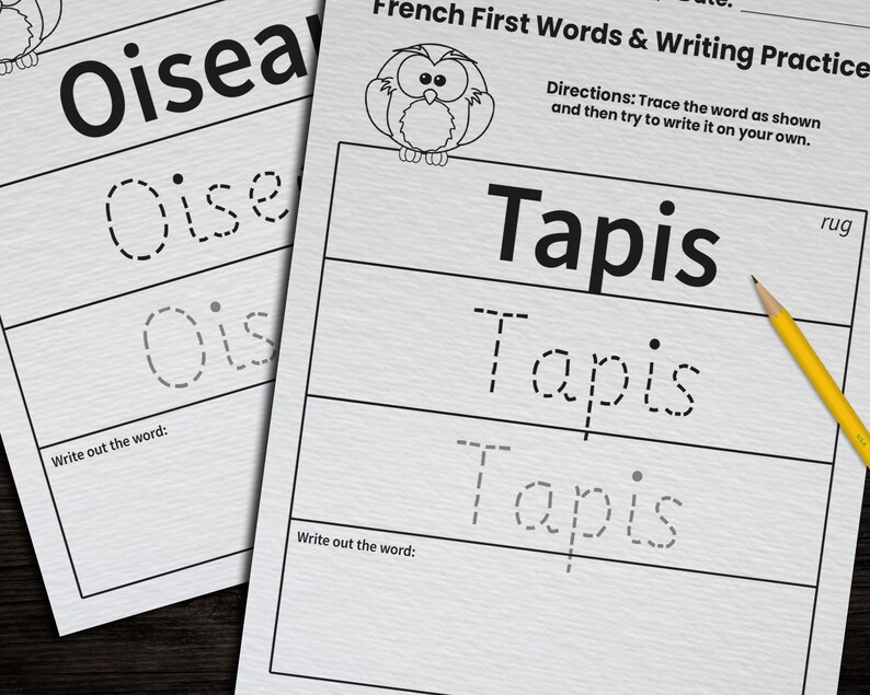 58 French Writing Practice Worksheets for Kids Printable | Etsy