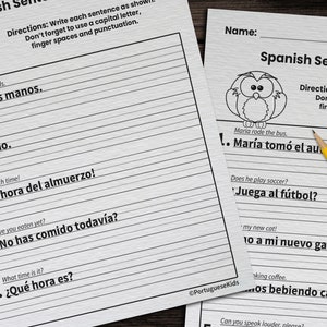 10 Spanish Sentence Practice Worksheets for Kids | Printable Spanish ...