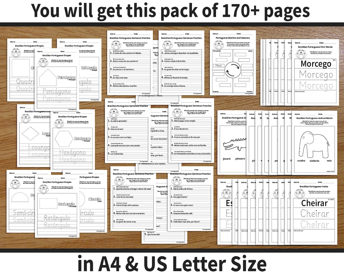 Brazilian Portuguese Learning Bundle | 170+ Vocabulary Worksheets for ...