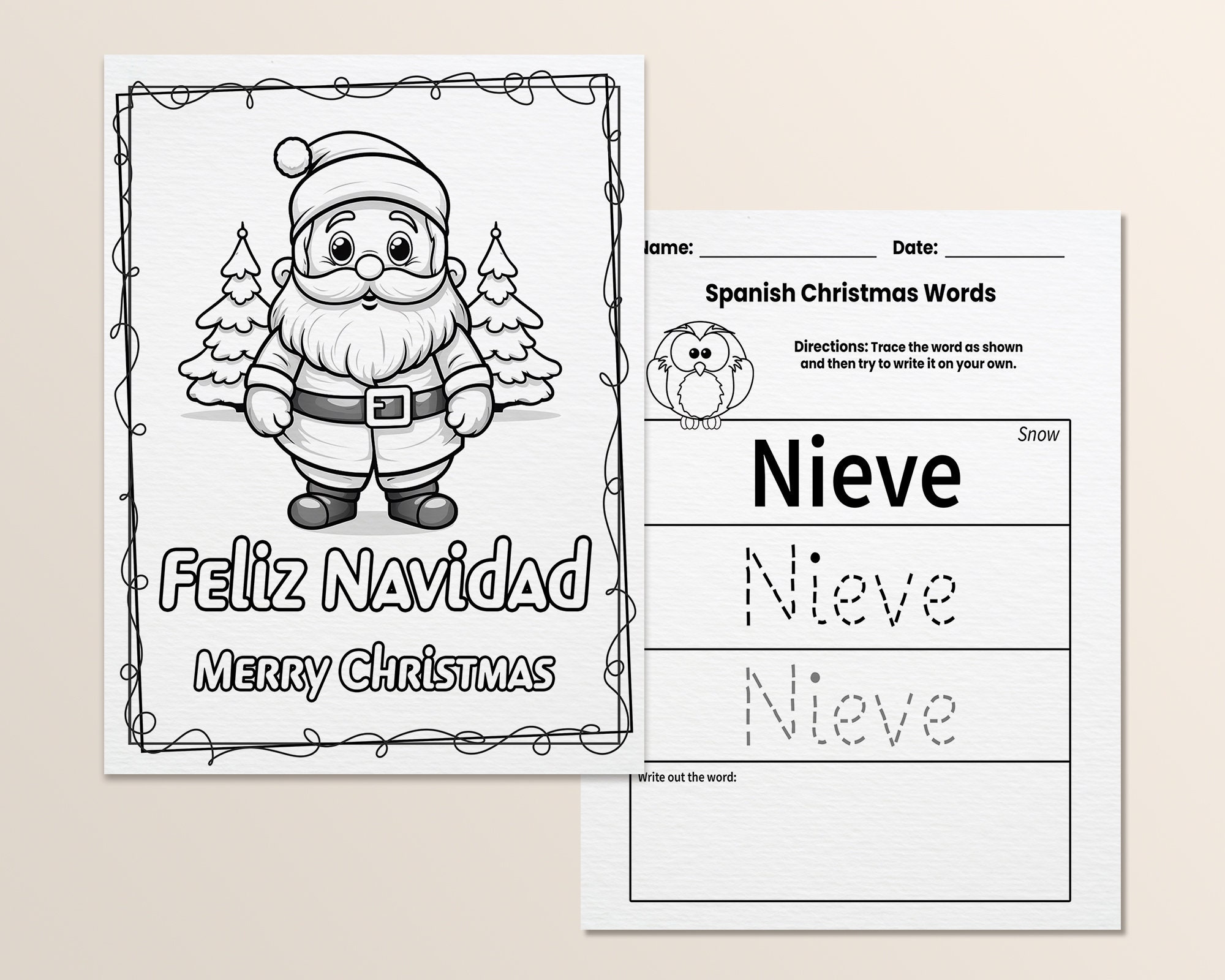 Learning Spanish Christmas Bundle, 100 Pages | Spanish Preschool ...