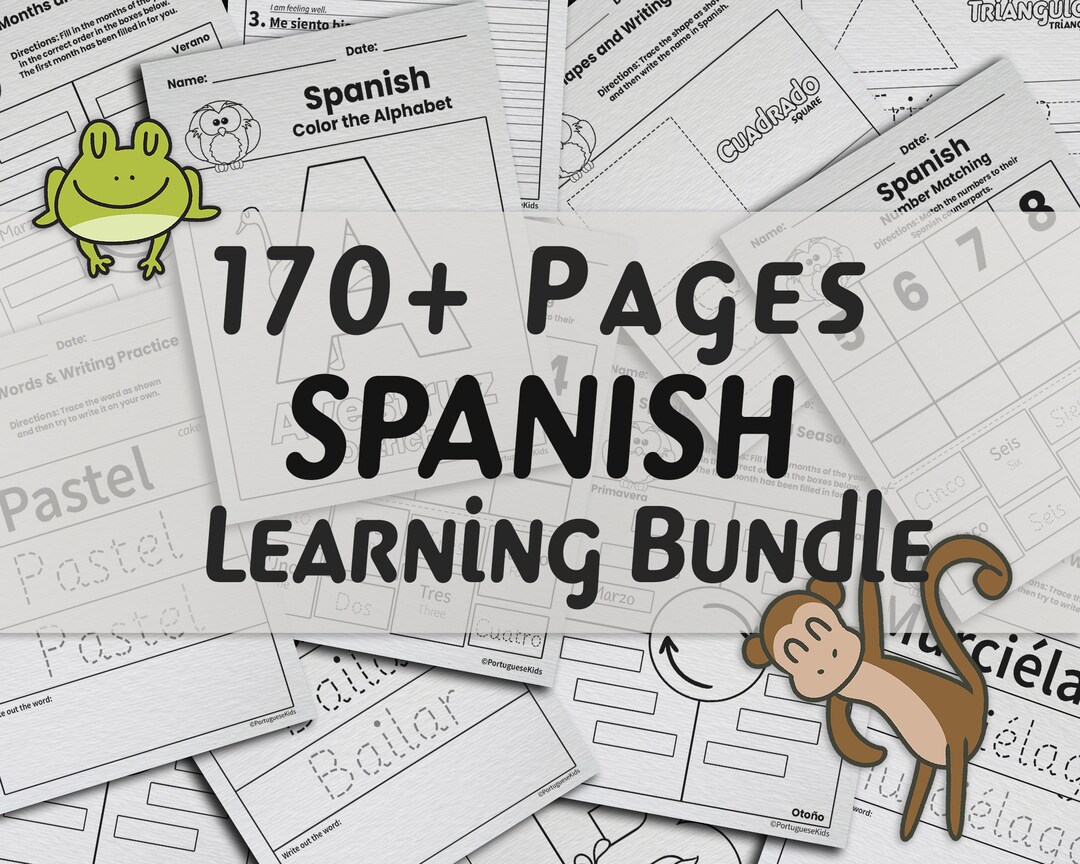 Spanish Worksheet Learning Bundle | 170+ Spanish Vocabulary Worksheets ...