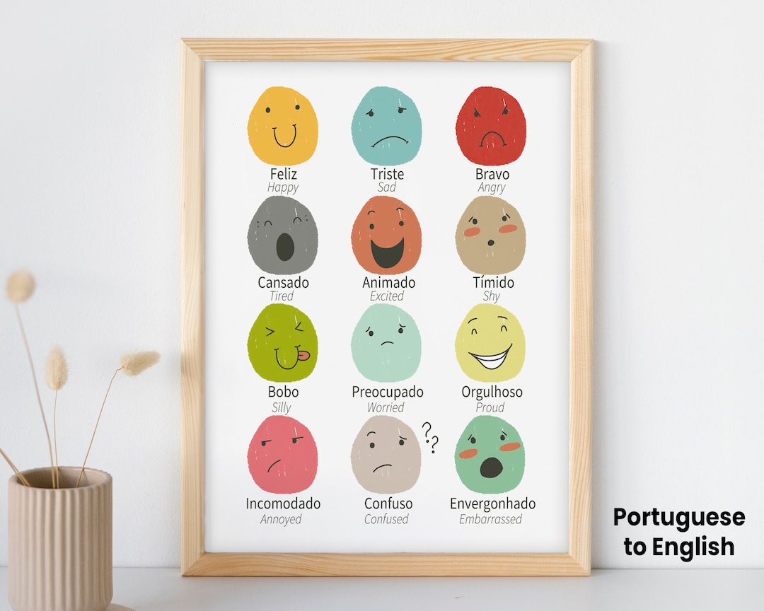 Portuguese & English Emotions Poster Printable | Preschool Brazilian ...