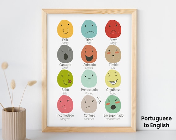 Portuguese & English Emotions Poster Printable Preschool - Etsy