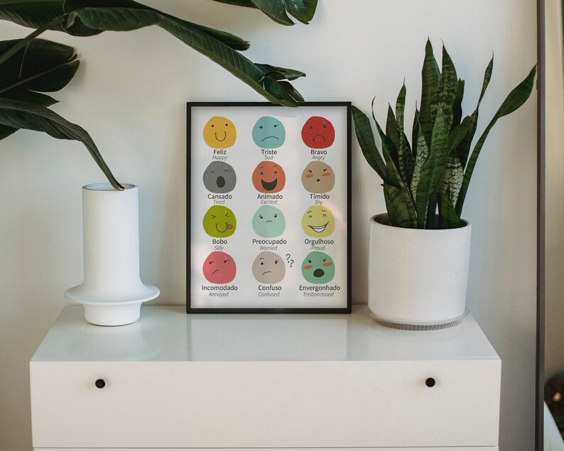 Portuguese & English Emotions Poster Printable Preschool - Etsy