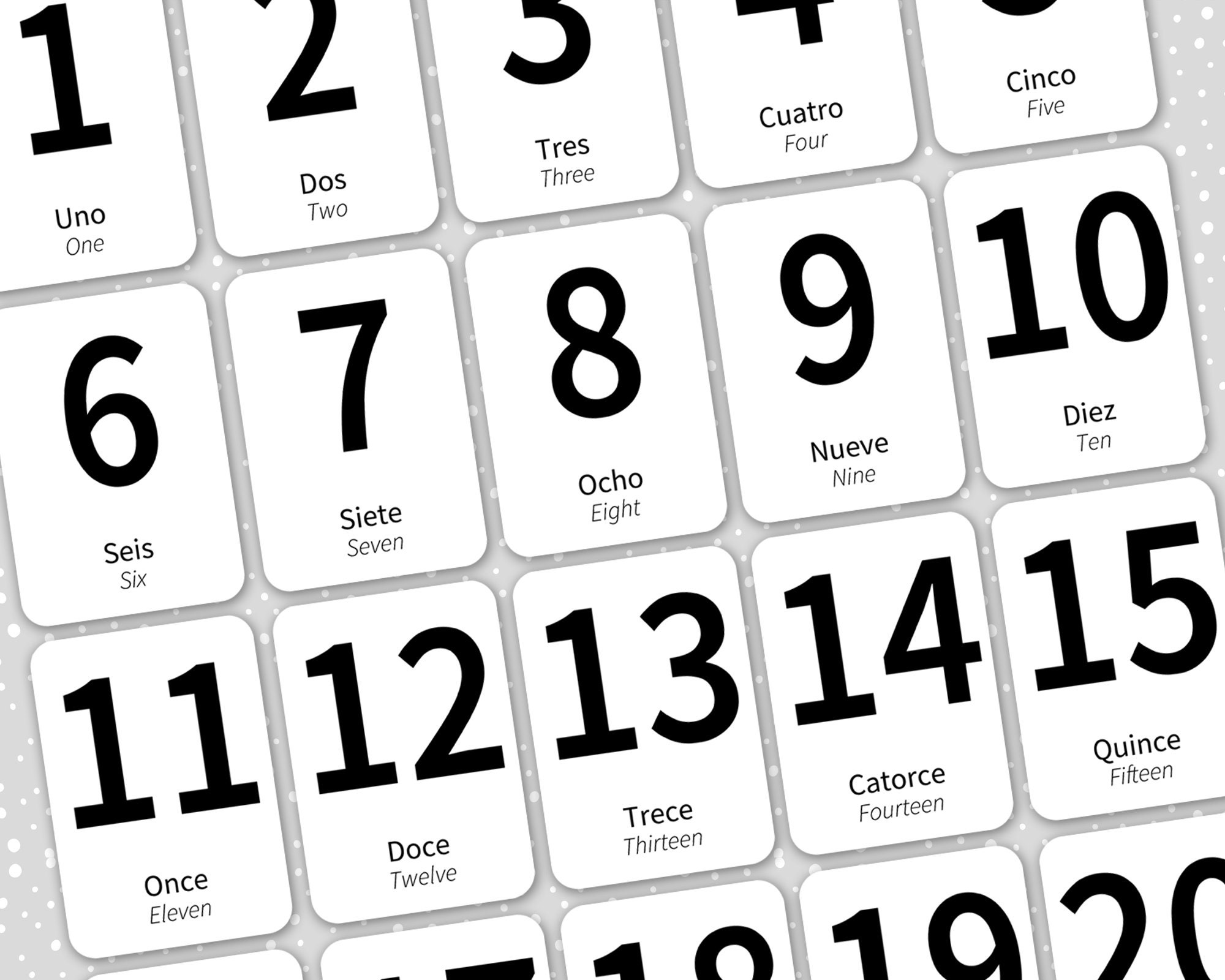 100 Spanish & English Numbers Flashcards | Printable Bilingual Spanish ...